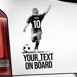 Personalised Boy Footballer Sticker - CUSTOM NAME & NUMBER - Car Window ...