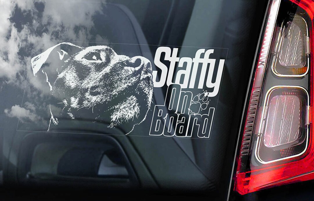 Staffordshire Bull Terrier - Car Window Sticker - Dog on Board Sign ...