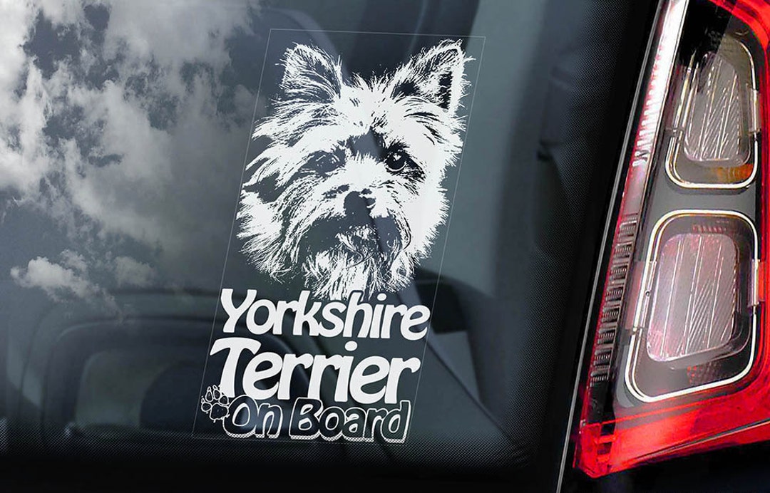 Yorkshire Terrier on Board - Car Window Sticker - Yorkie Sign Decal ...