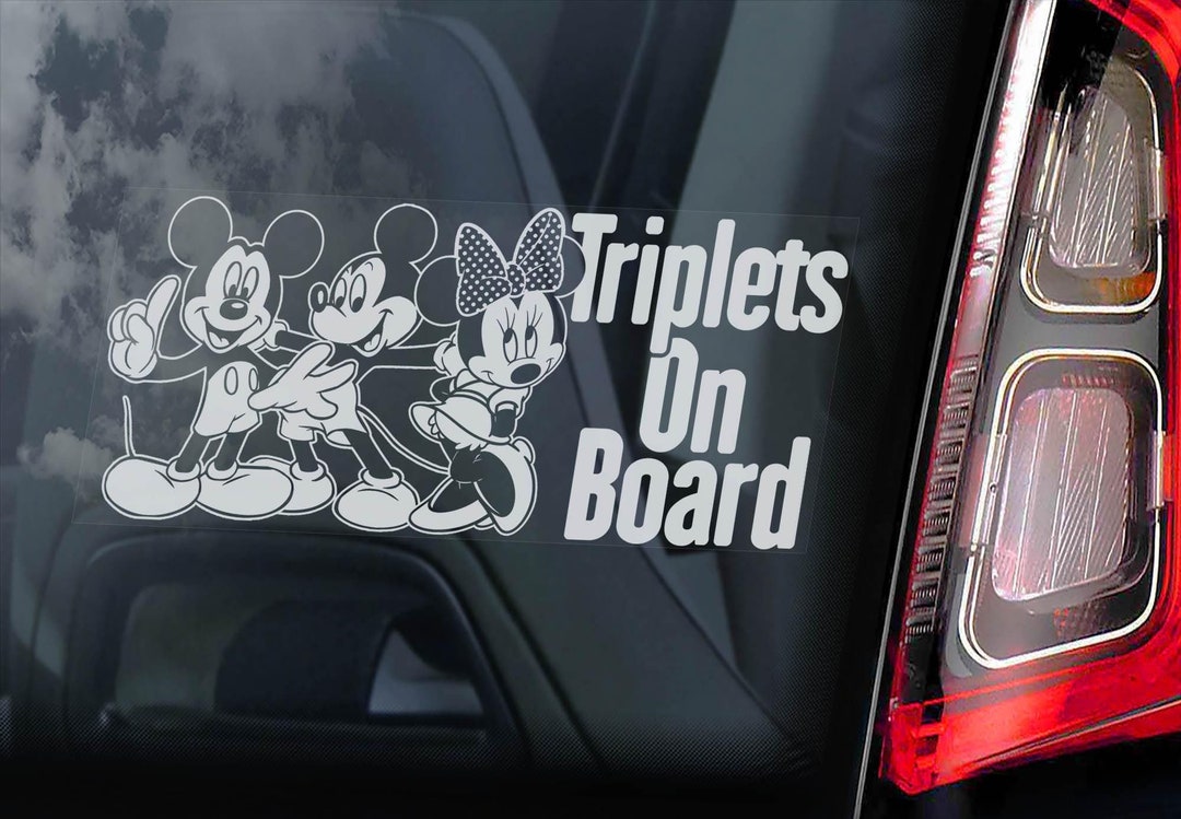 Triplets on Board Sticker, Mickey Minnie Mouse Car Window Decal Safety ...