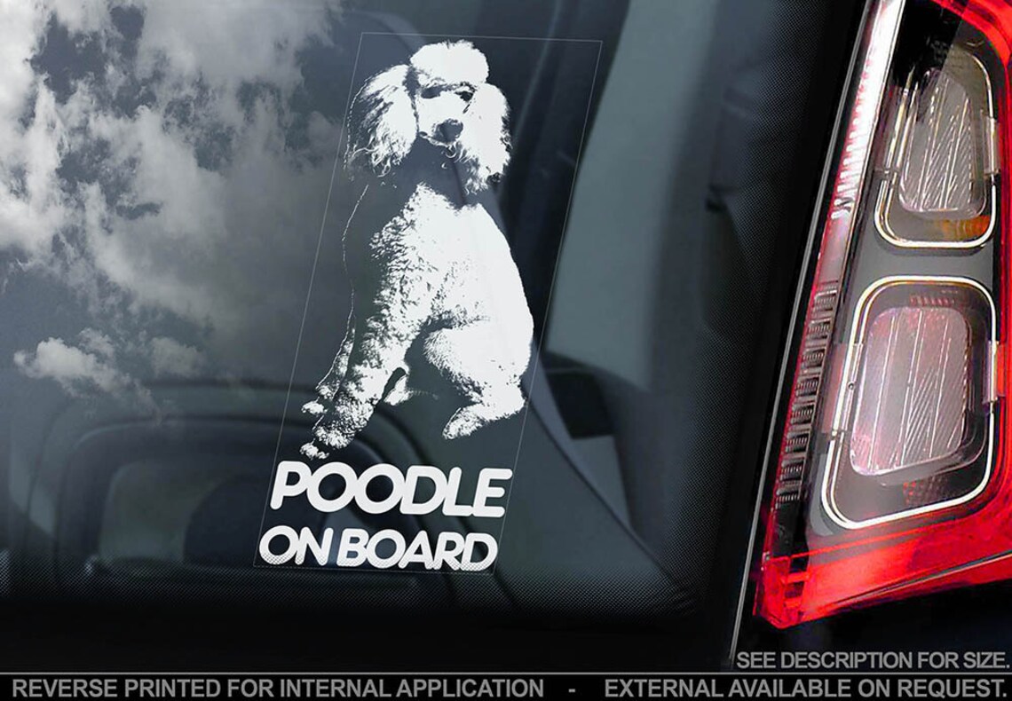 Poodle on Board - Car Window Sticker - Caniche Pudelhund Standard Dog ...