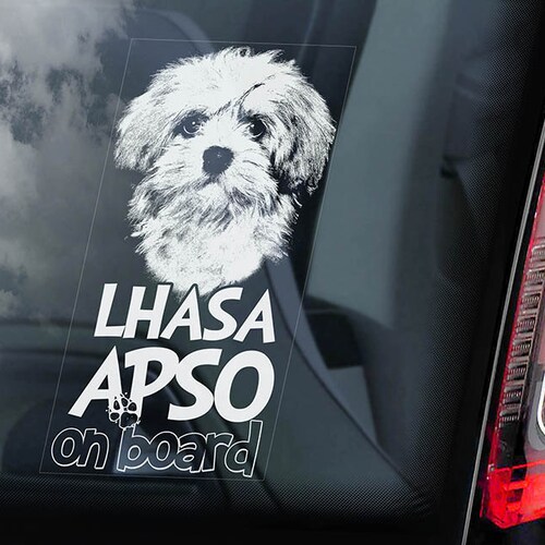 Lhasa Apso on Board Car Window Sticker Dog Sign Decal Art - Etsy UK