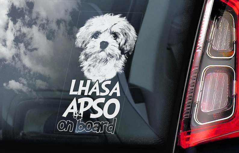 Lhasa Apso on Board Car Window Sticker Dog Sign Decal Art | Etsy UK