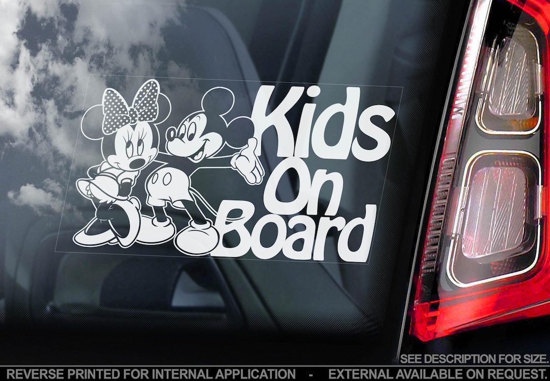 Kids on Board Sticker - Mickey Mouse Car Window Decal Twins Baby Child ...