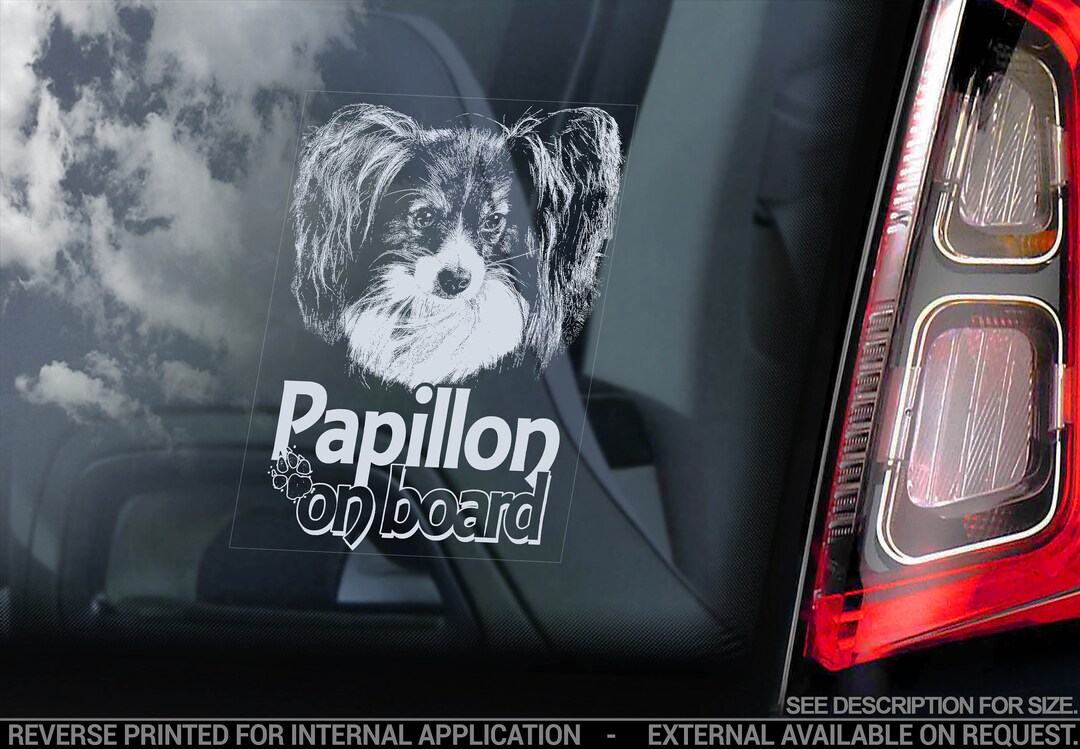 Papillon on Board - Car Window Sticker - Phalène Continental Toy ...