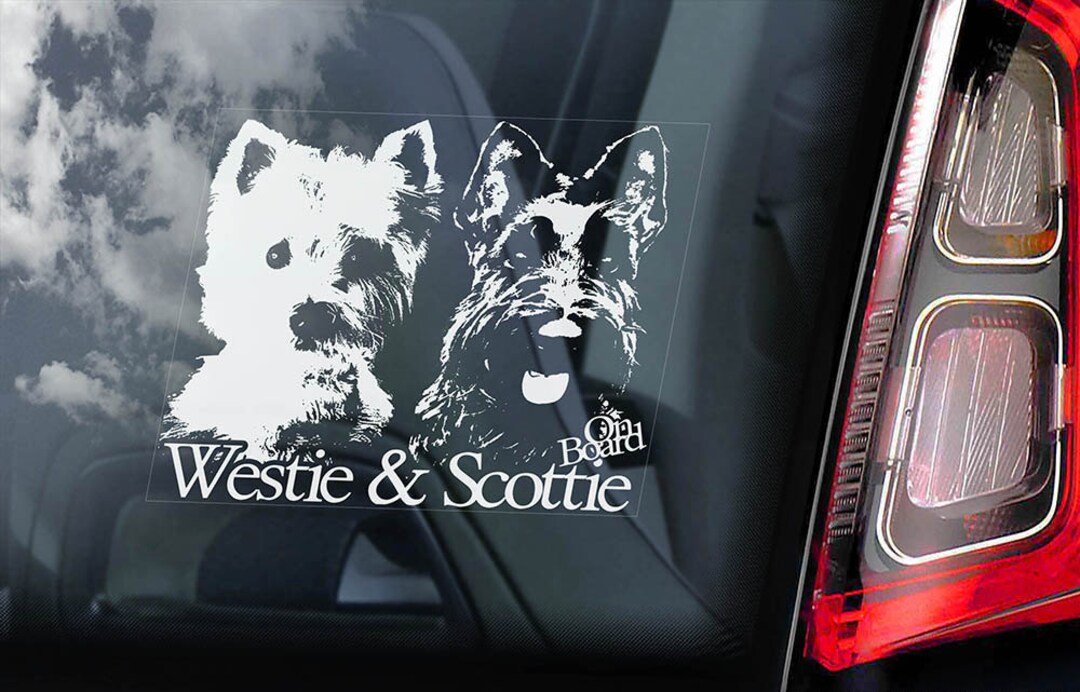 Westie & Scottie Car Window Sticker - Scotty Dog Sign West Highland ...