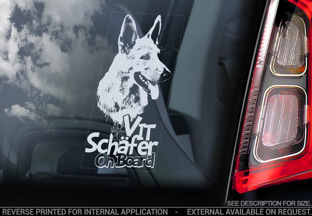 Vit Schafer on Board Car Window Sticker White Shepherd Schaefer Schäfer ...