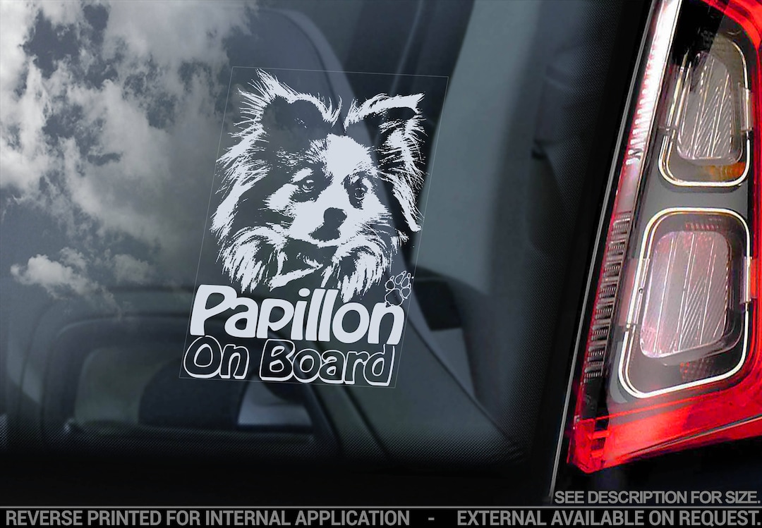 Papillon on Board - Car Window Sticker - Phalène Continental Toy ...