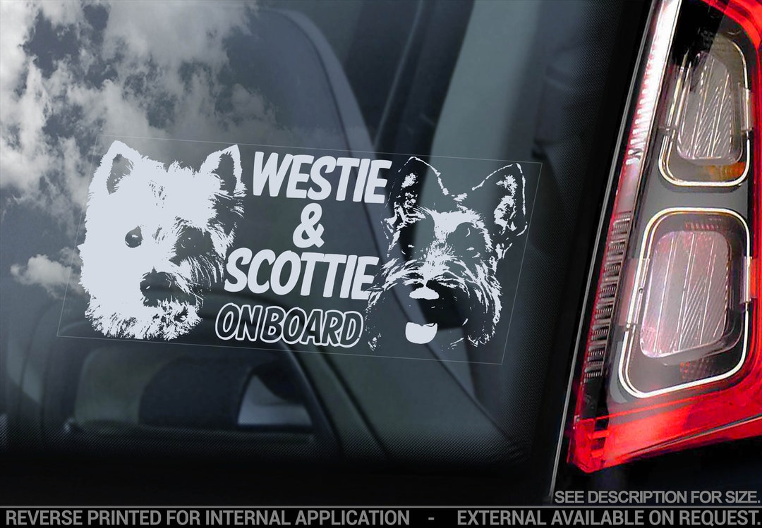 Westie & Scottie Car Window Sticker - Scotty Dog Sign West Highland ...