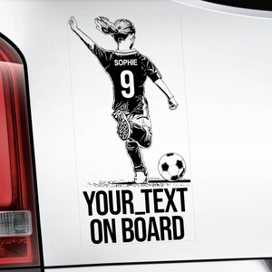 Personalised Girl Footballer Sticker - CUSTOM NAME & NUMBER - Car ...