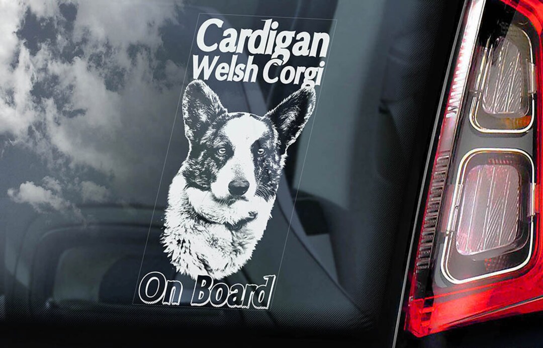 Cardigan Welsh Corgi on Board - Car Window Sticker - Cardi CWC Dog Sign ...