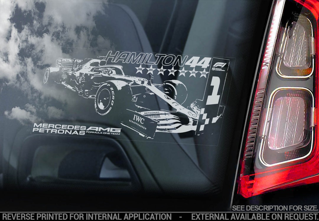 LEWIS HAMILTON #44 Car Sticker, Formula One F1 Window Decal Sign Gift ...
