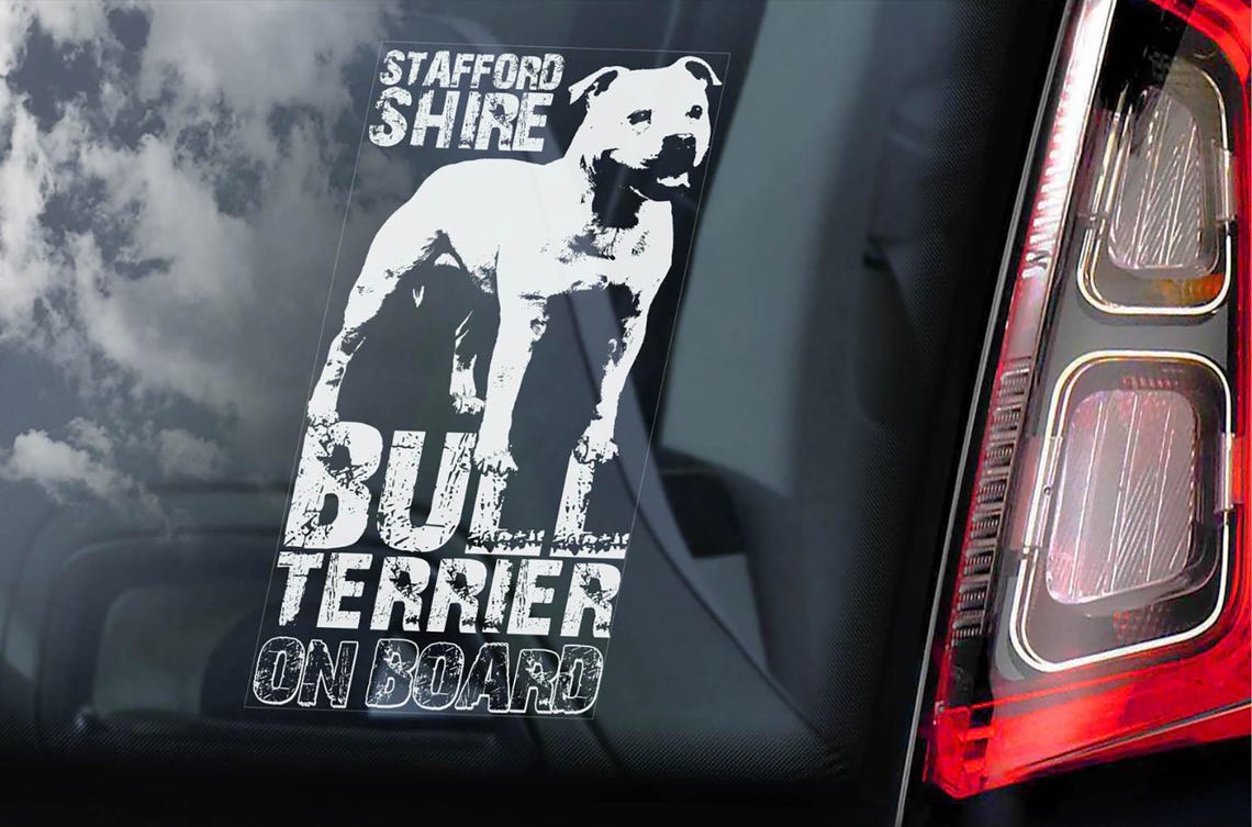 Staffordshire Bull Terrier Car Window Sticker - Dog on Board Sign Decal ...