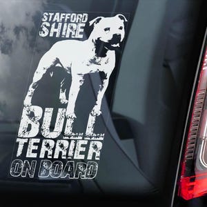 Staffordshire Bull Terrier Car Window Sticker - Dog on Board Sign Decal ...