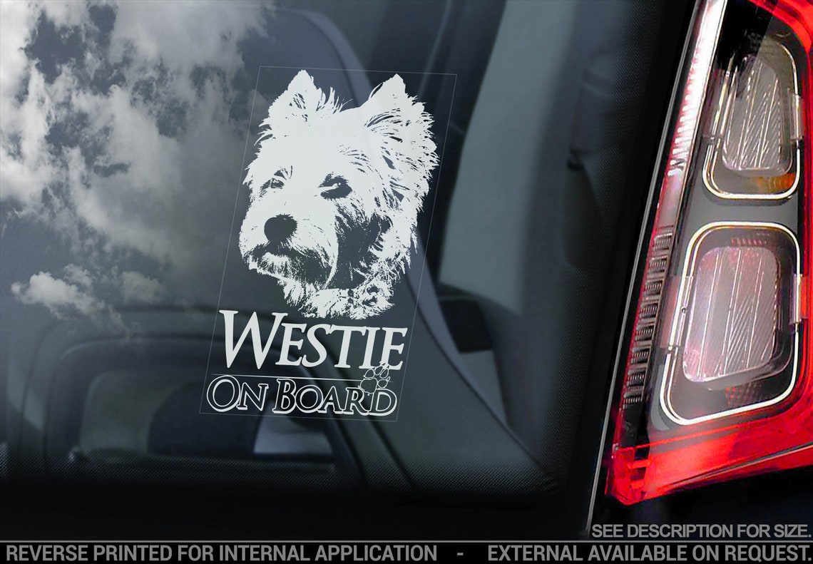 Westie - Car Window Sticker - Dog on Board Sign - West Highland White ...