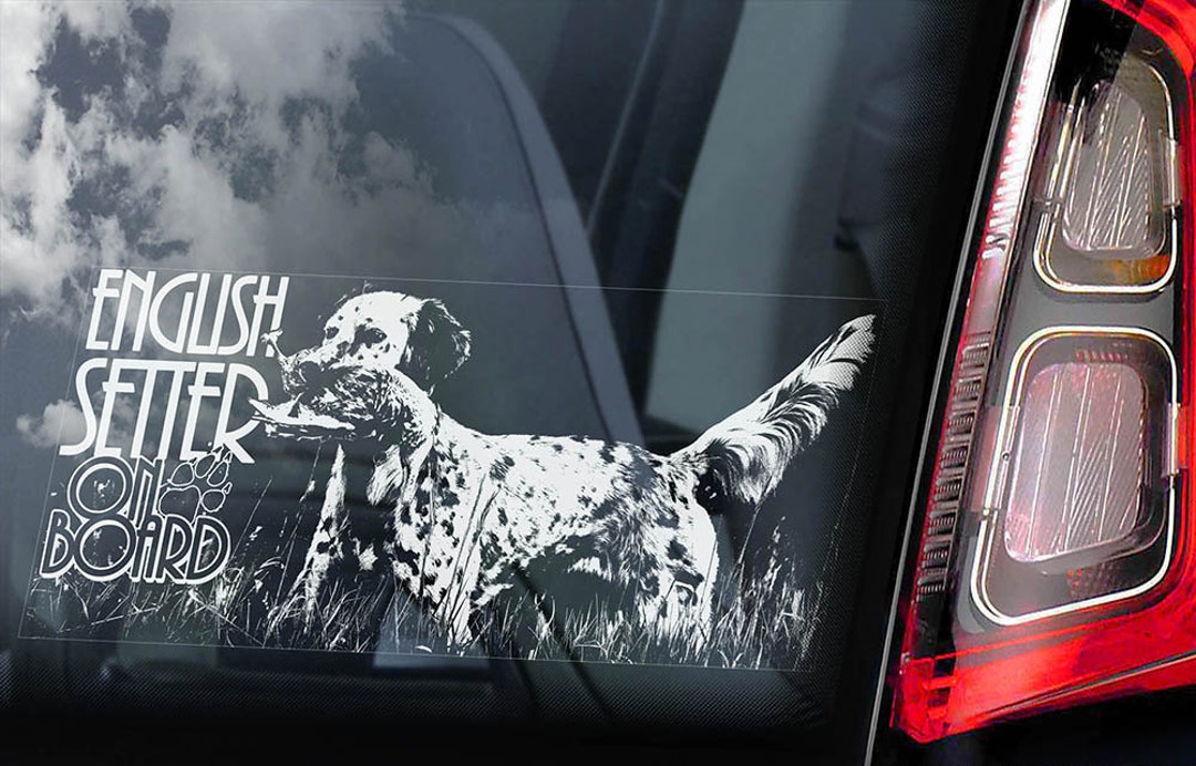 English Setter on Board - Car Window Sticker - Lawerack Hunting Dog ...