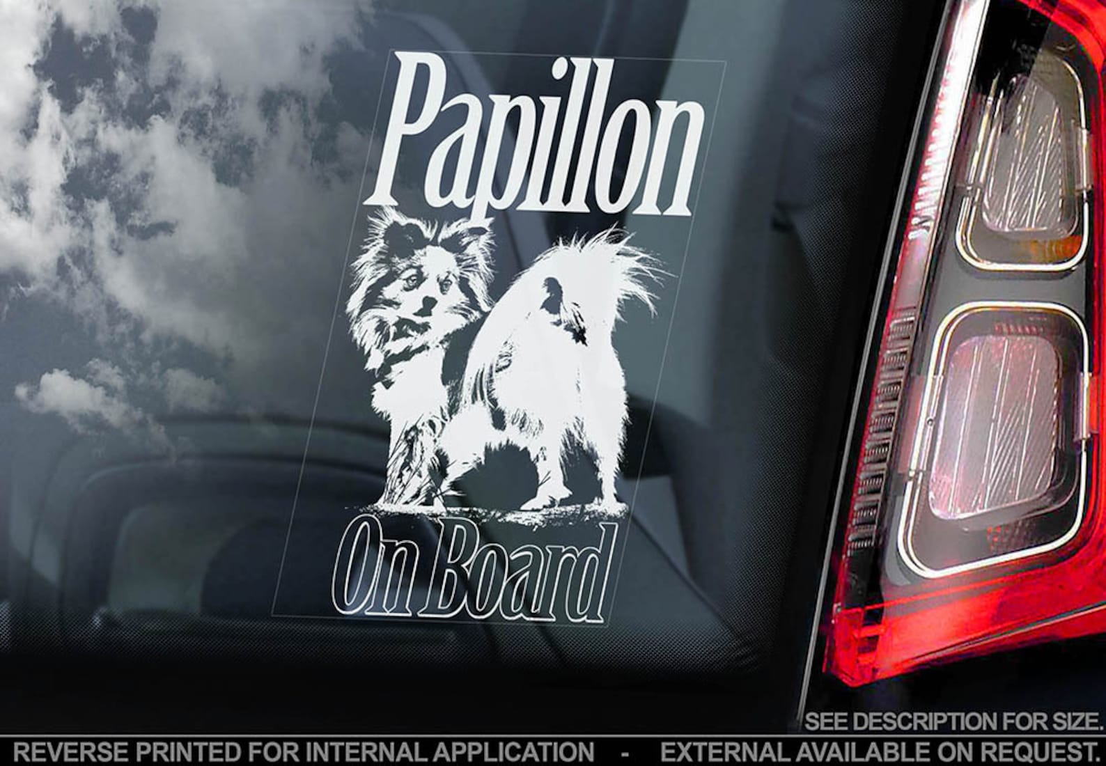 Papillon on Board Car Window Sticker Phalène Continental - Etsy UK
