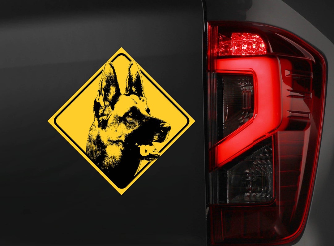German Shepherd Sticker - GSD Warning Sign Beware of the Dog Car Decal ...
