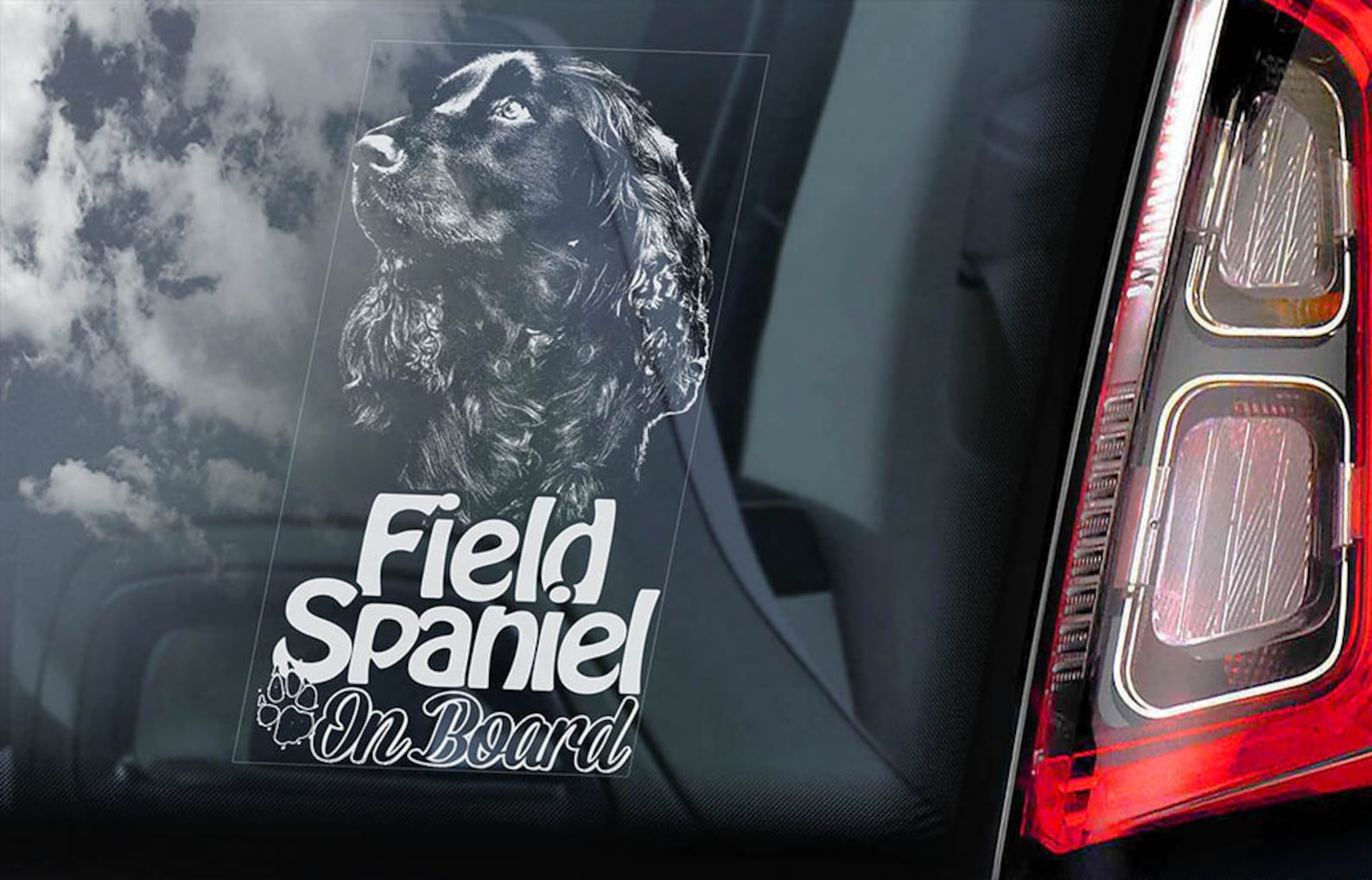 Field Spaniel on Board - Car Window Sticker - Dog Sign Gift Idea Art ...