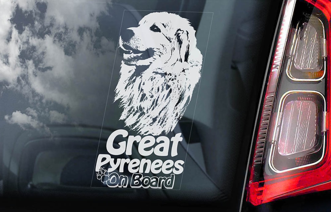 Great Pyrenees on Board - Car Window Sticker - Pyrenean Mountain Dog ...