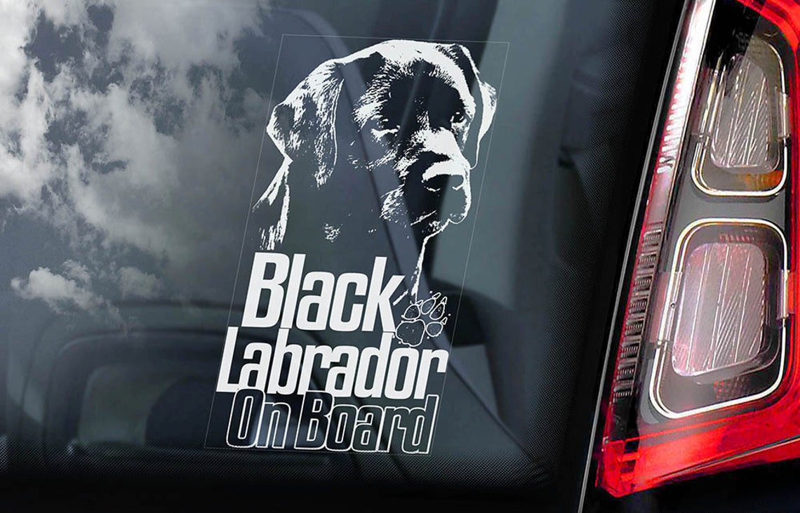 Black Labrador on Board Car Window Sticker Retriever Gun | Etsy