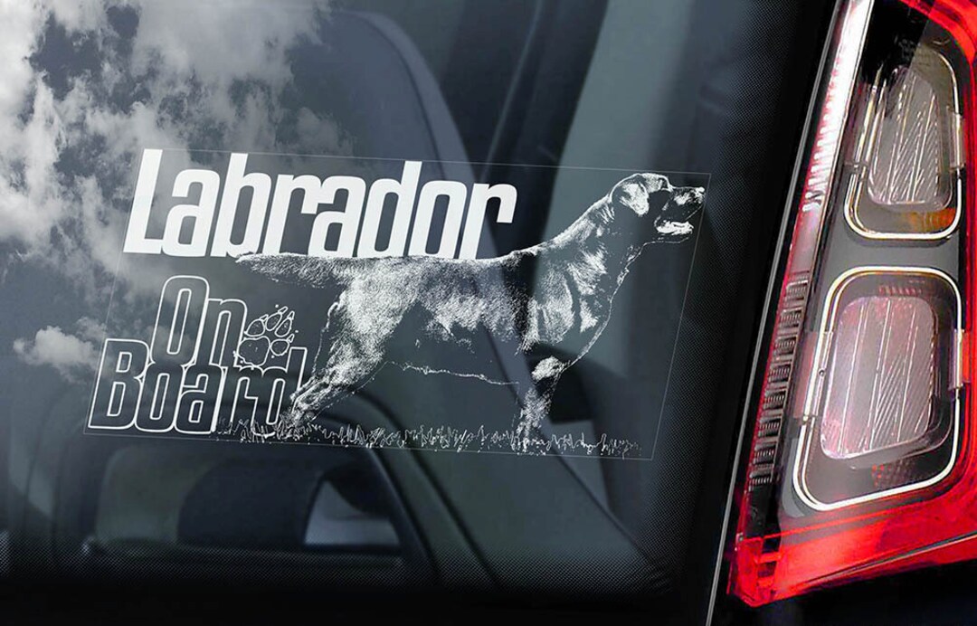 Labrador on Board - Car Window Sticker - Black Chocolate Retriever Gun ...