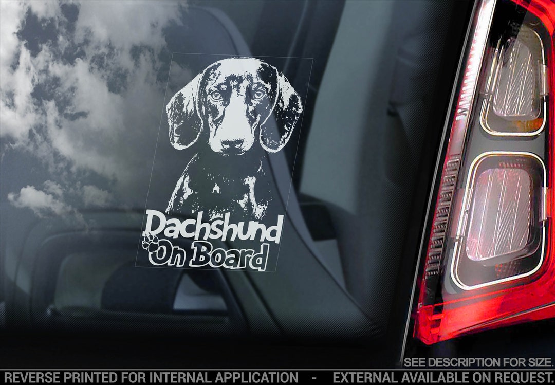 Dachshund on Board - Car Window Sticker - Teckel Dackel Dog Sign Bumper ...