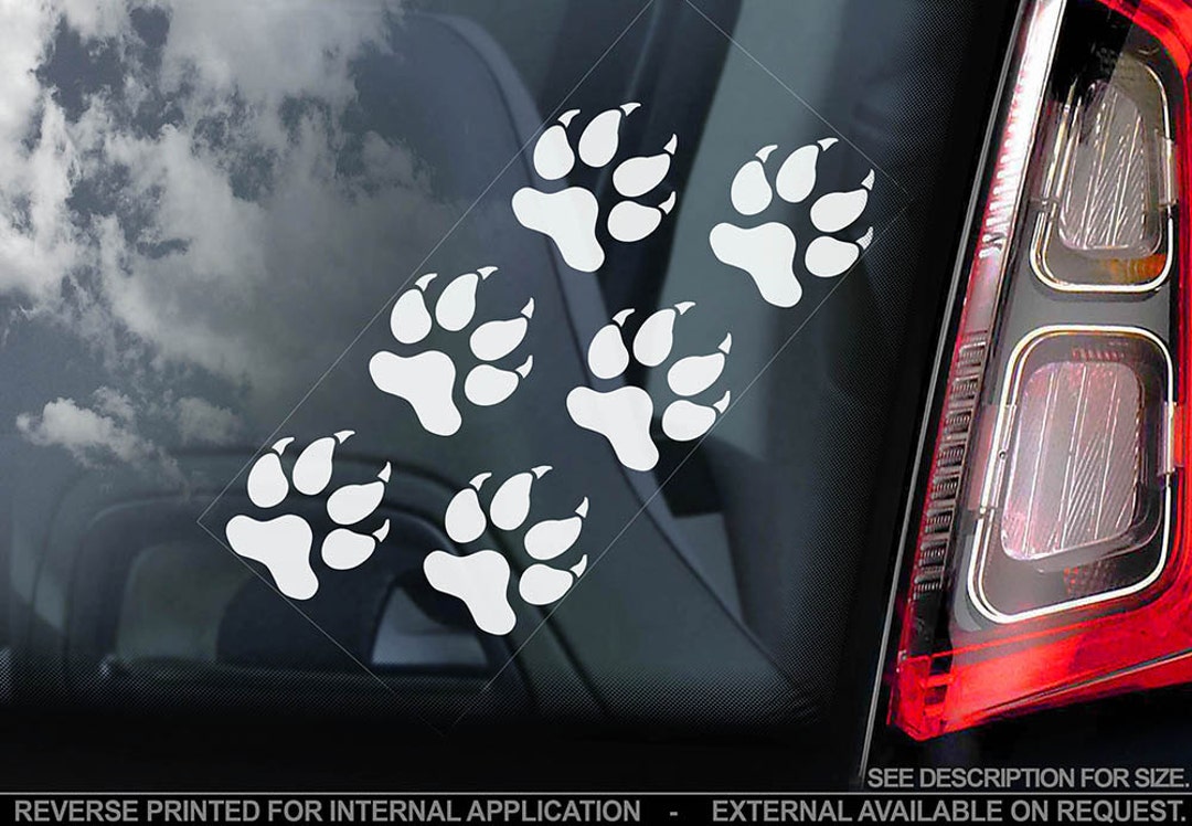 Paw Prints - Car Window Sticker - Dog on Board Sign Decal Gift ...