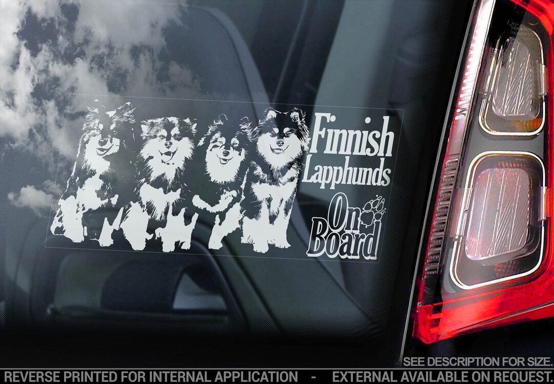 Finnish Lapphund on Board - Car Window Sticker - Lapinkoira Dog Sign ...