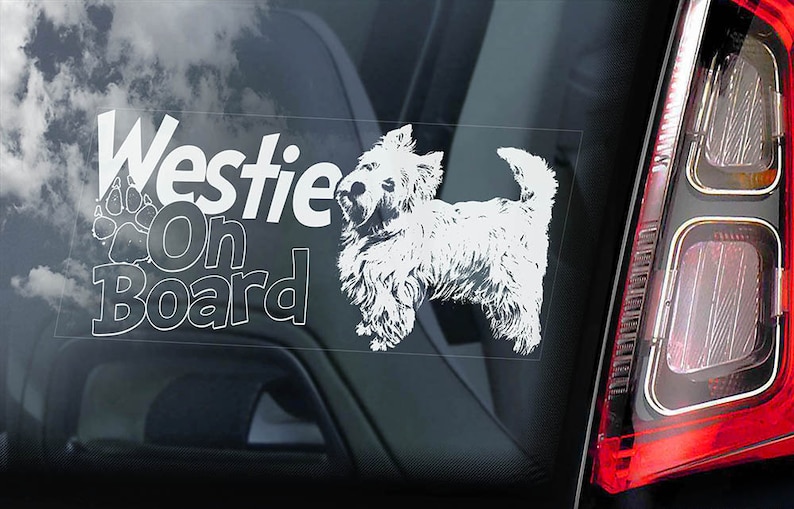 Westie - Car Window Sticker - Dog on Board Sign - Decal West Highland ...