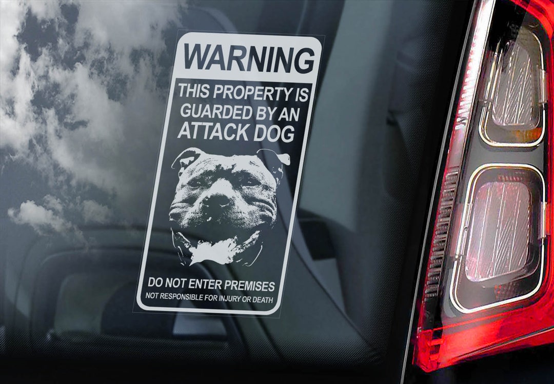WARNING Attack Dog - Car Window Sticker - American Staffordshire ...