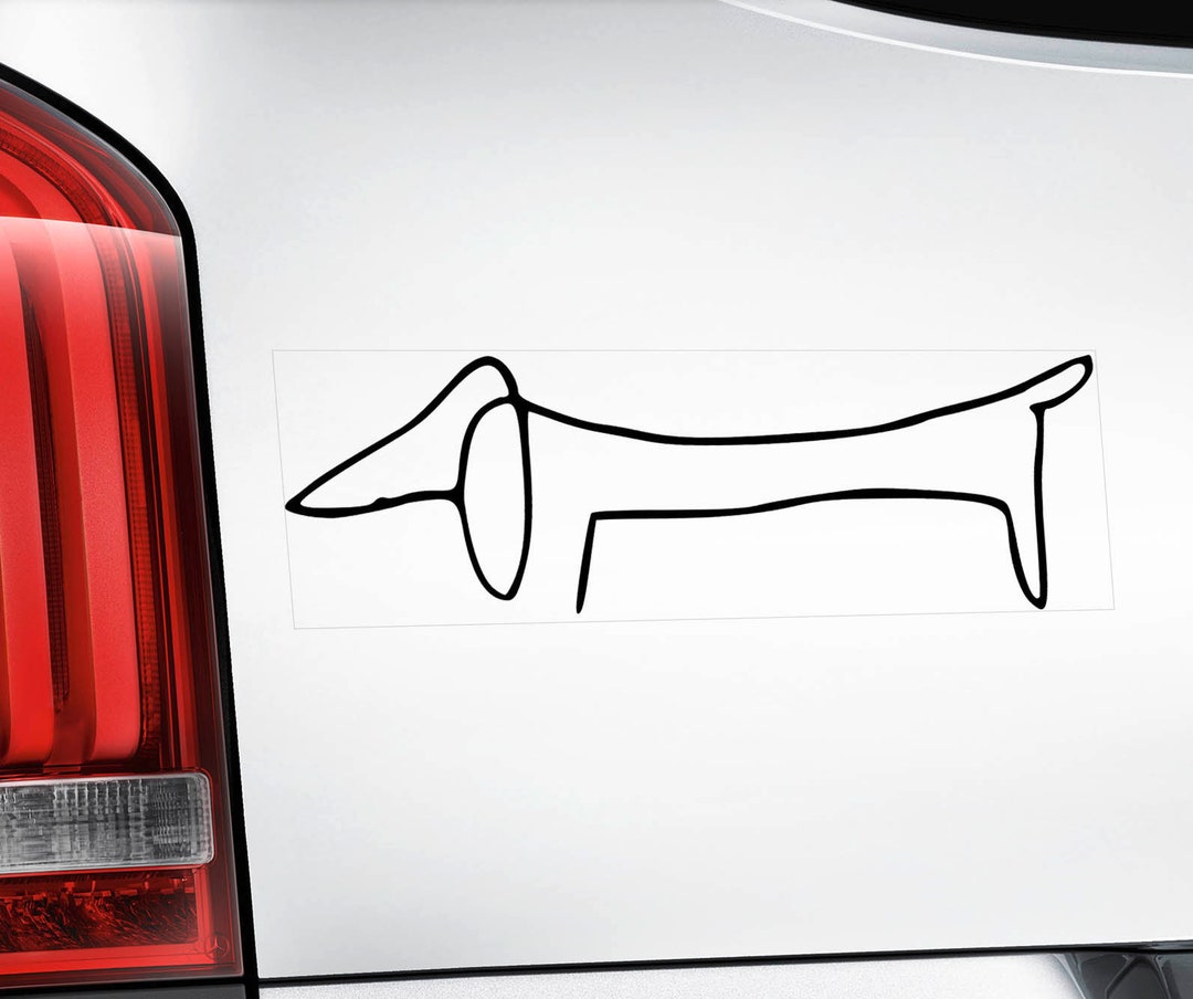 Dachshund - Car Window Sticker - Teckel Picasso Dog Sign Decal - V09BLK ...