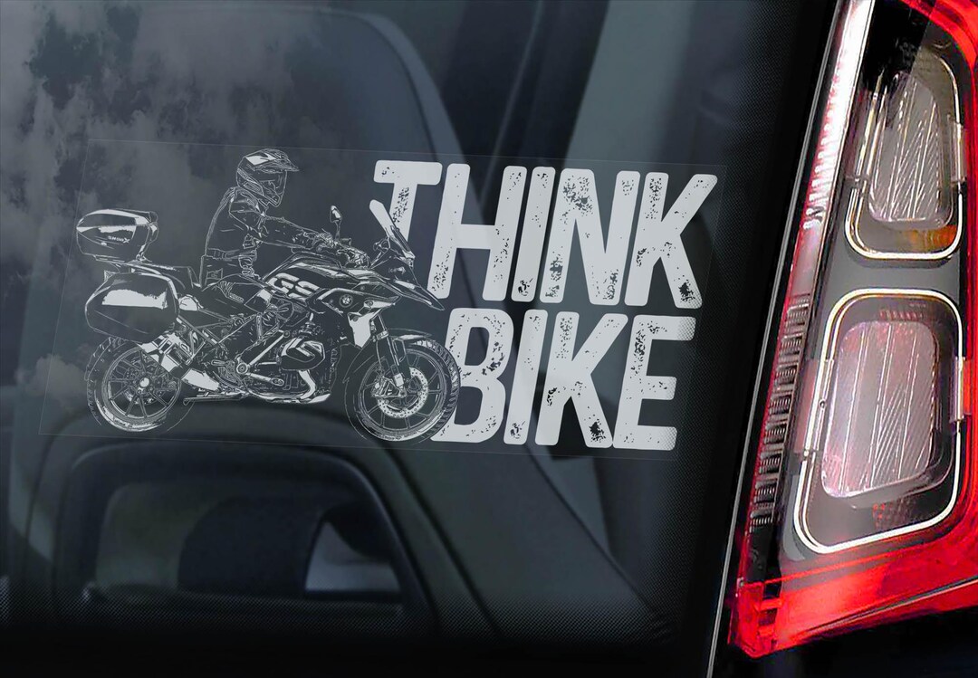THINK BIKE Sticker, Motorbike Safety Sign, Motorcycle Car Window Vinyl ...