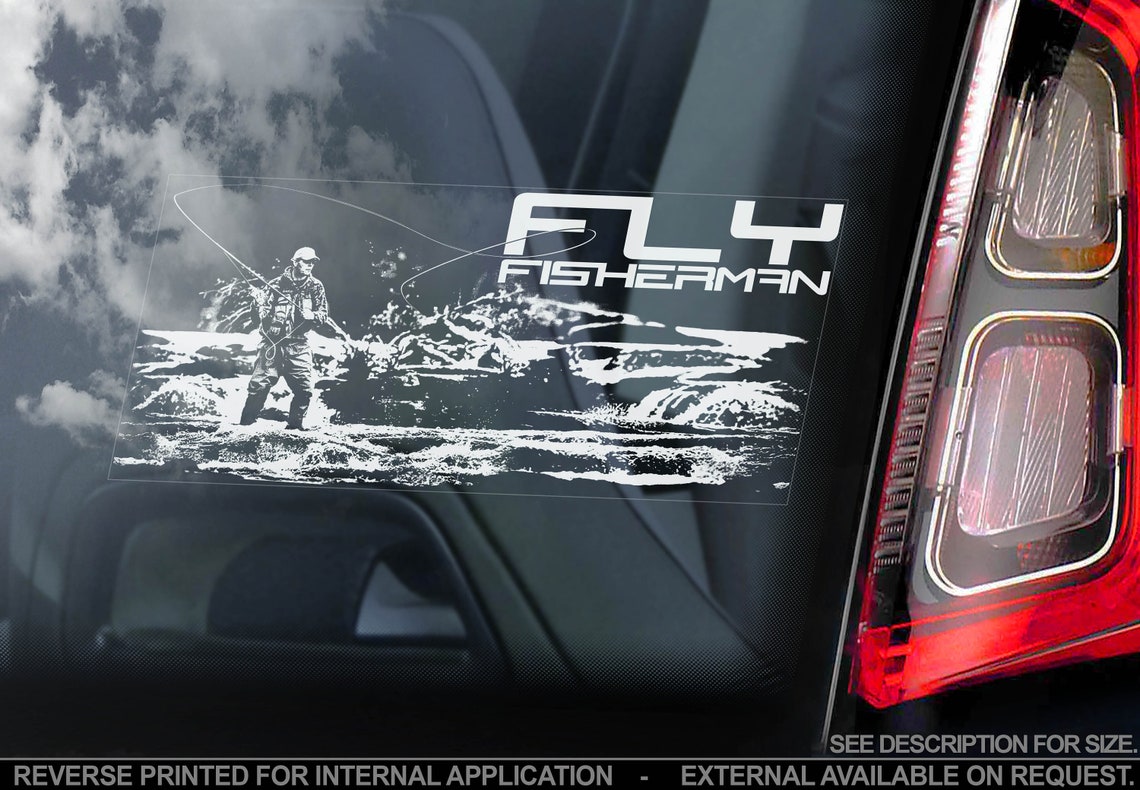 FLY FISHING, Car Sticker, Fish Gear Fishing Angling Window Bumper Boat ...