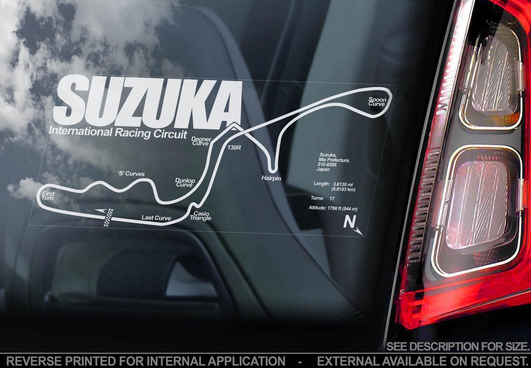 SUZUKA Car Sticker, Formula One F1 Grand Prix Race Track Circuit Window ...