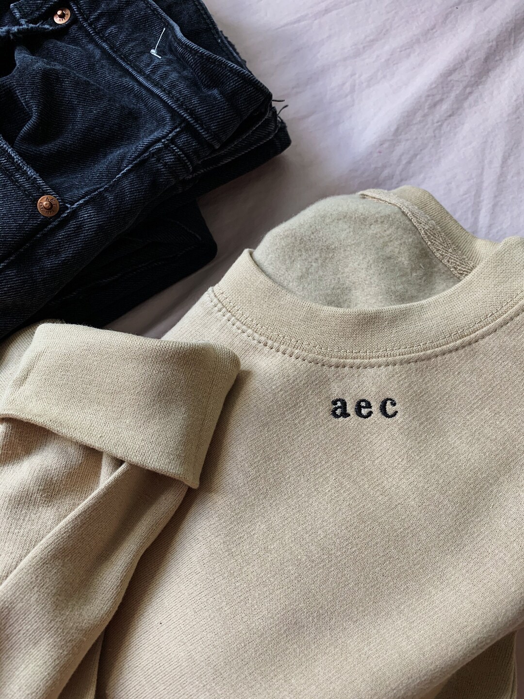 Collar Embroidered Initial Sweatshirt, Monogramed Sweatshirt, Gift for ...