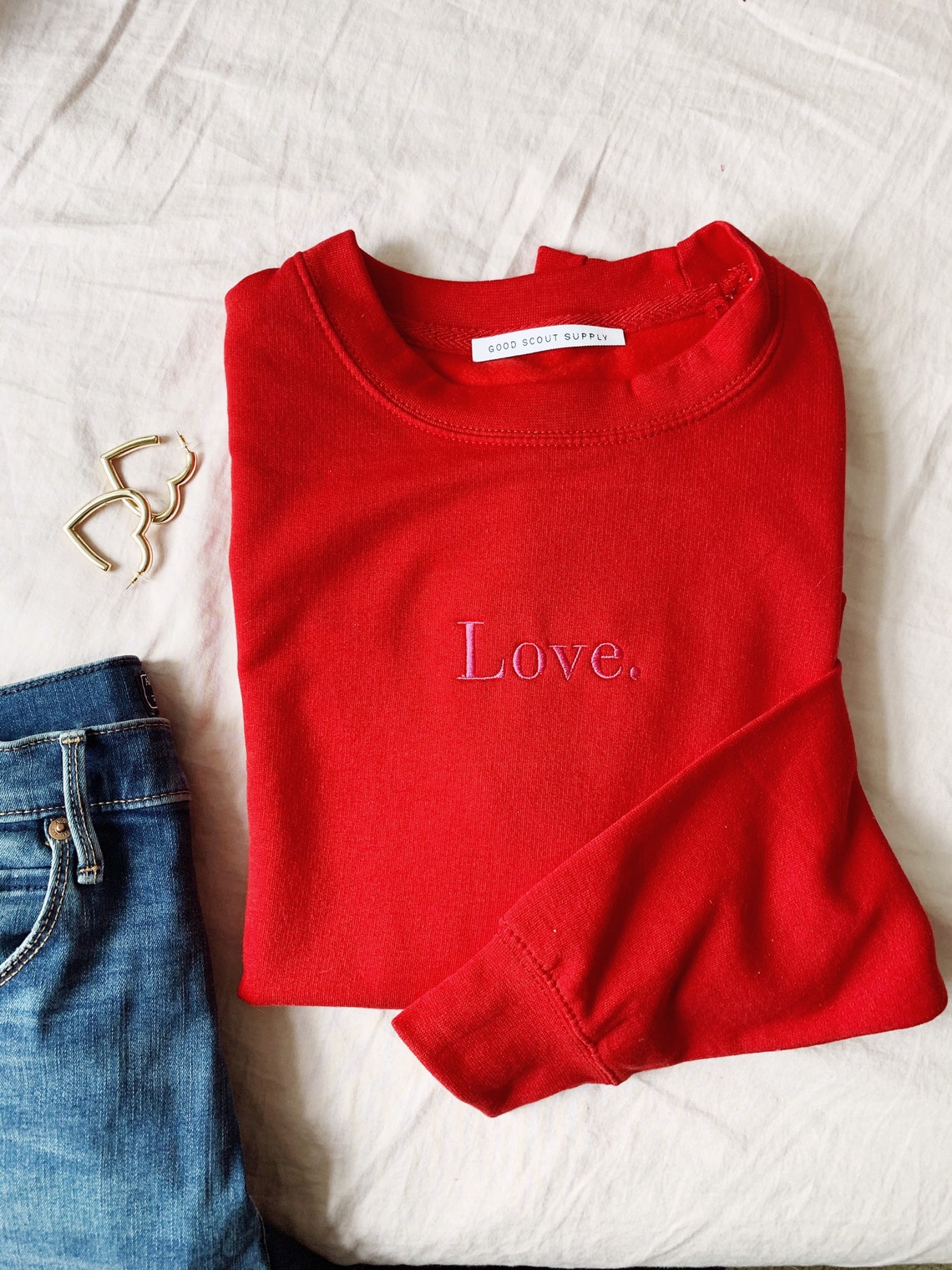 Love Embroidered Crewneck Sweatshirt Valentines Sweatshirt - Etsy