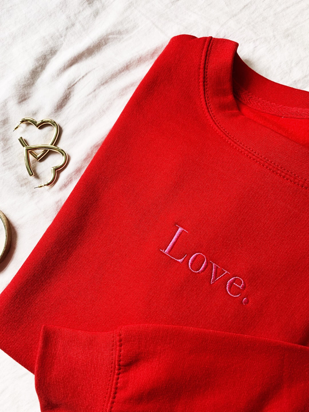 Love Embroidered Crewneck Sweatshirt, Valentines Sweatshirt, Heart ...
