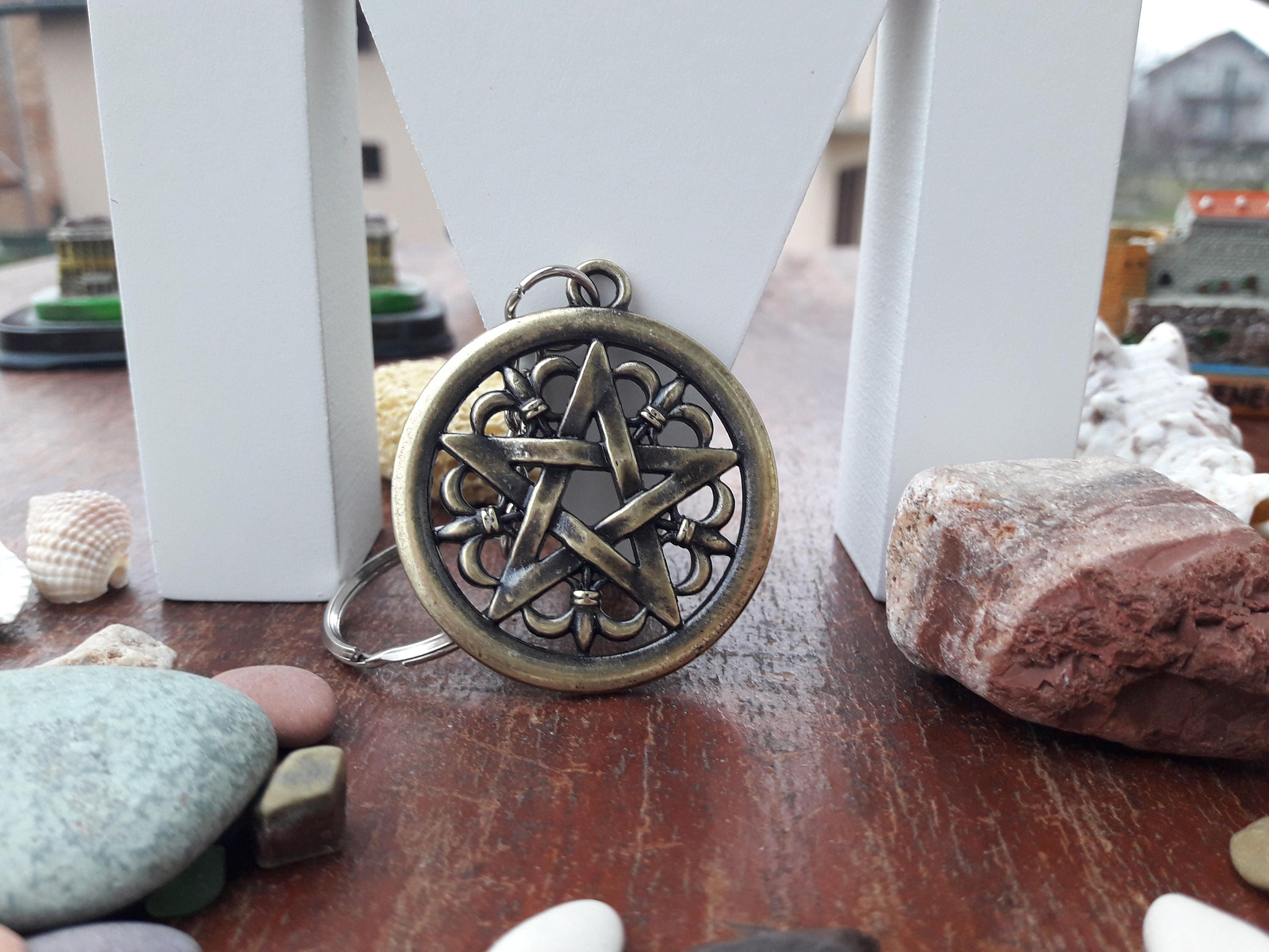 Pentagram Pentalpha or Pentangle With Lilygiglio Necklace and - Etsy