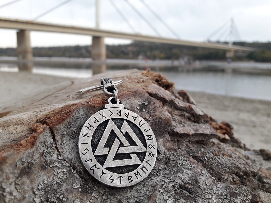 Viking Valknut Amulet With Runic Alphabet Necklace and Keychain,old ...