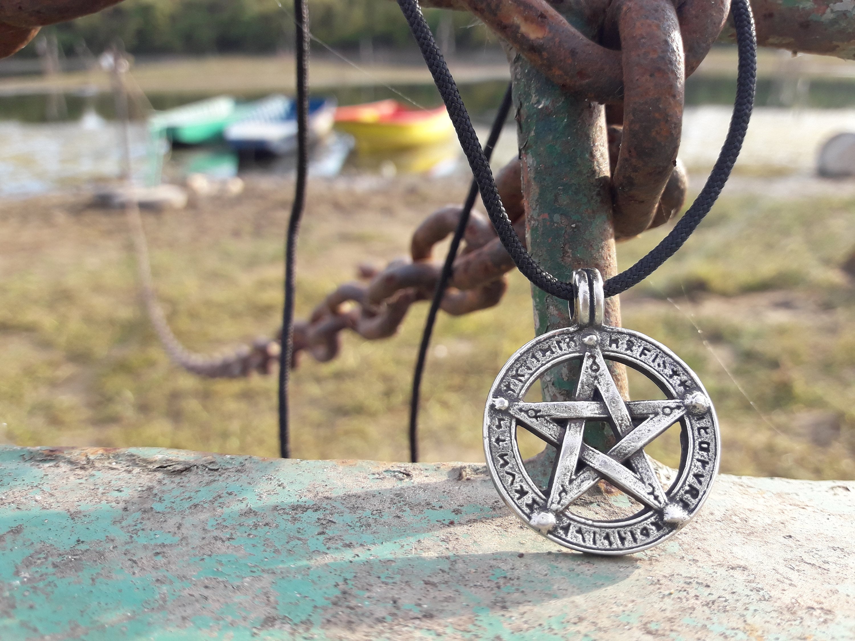 Pentagram Pentacle With Rune Letter Necklace and Keychain,pagan Wiccan ...