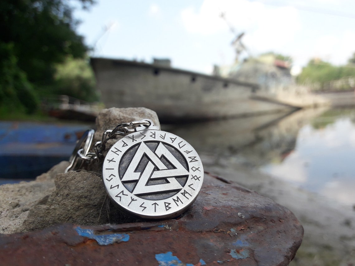 Valknut Pendant Viking Symbol Necklace,valknut Amulet With Runic ...