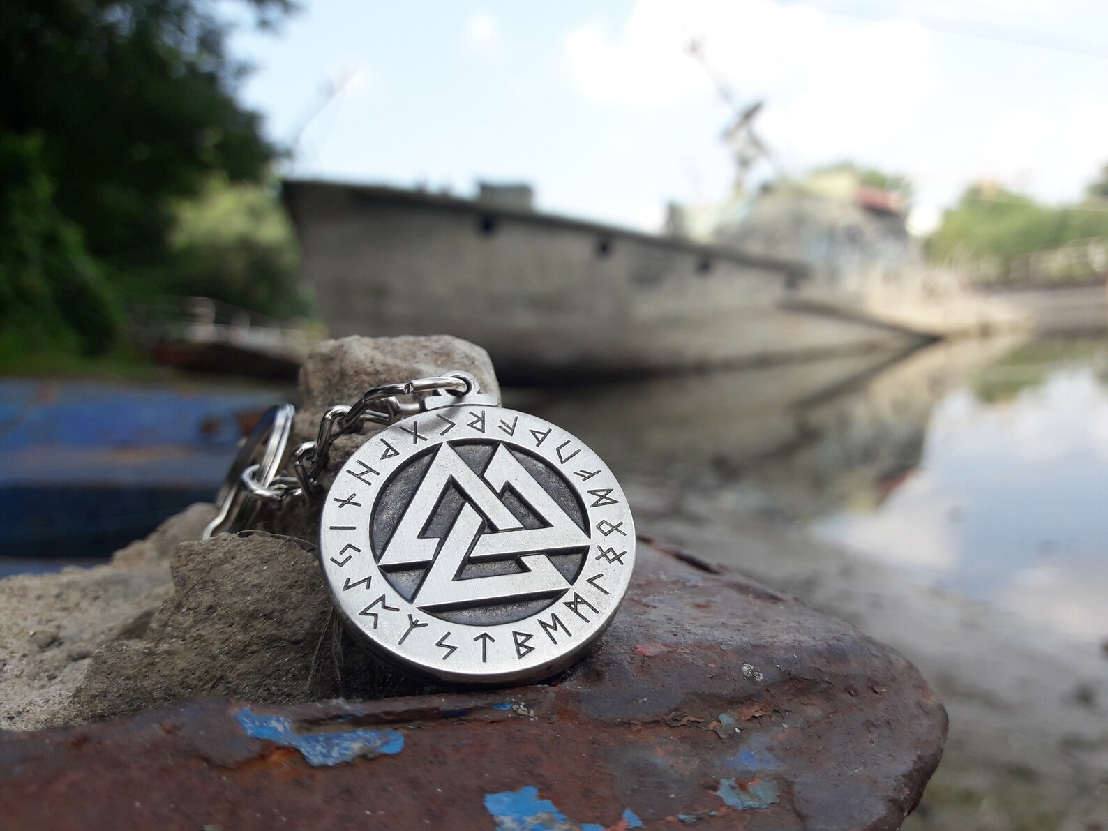 Valknut Pendant Viking Symbol Necklacevalknut Amulet With | Etsy