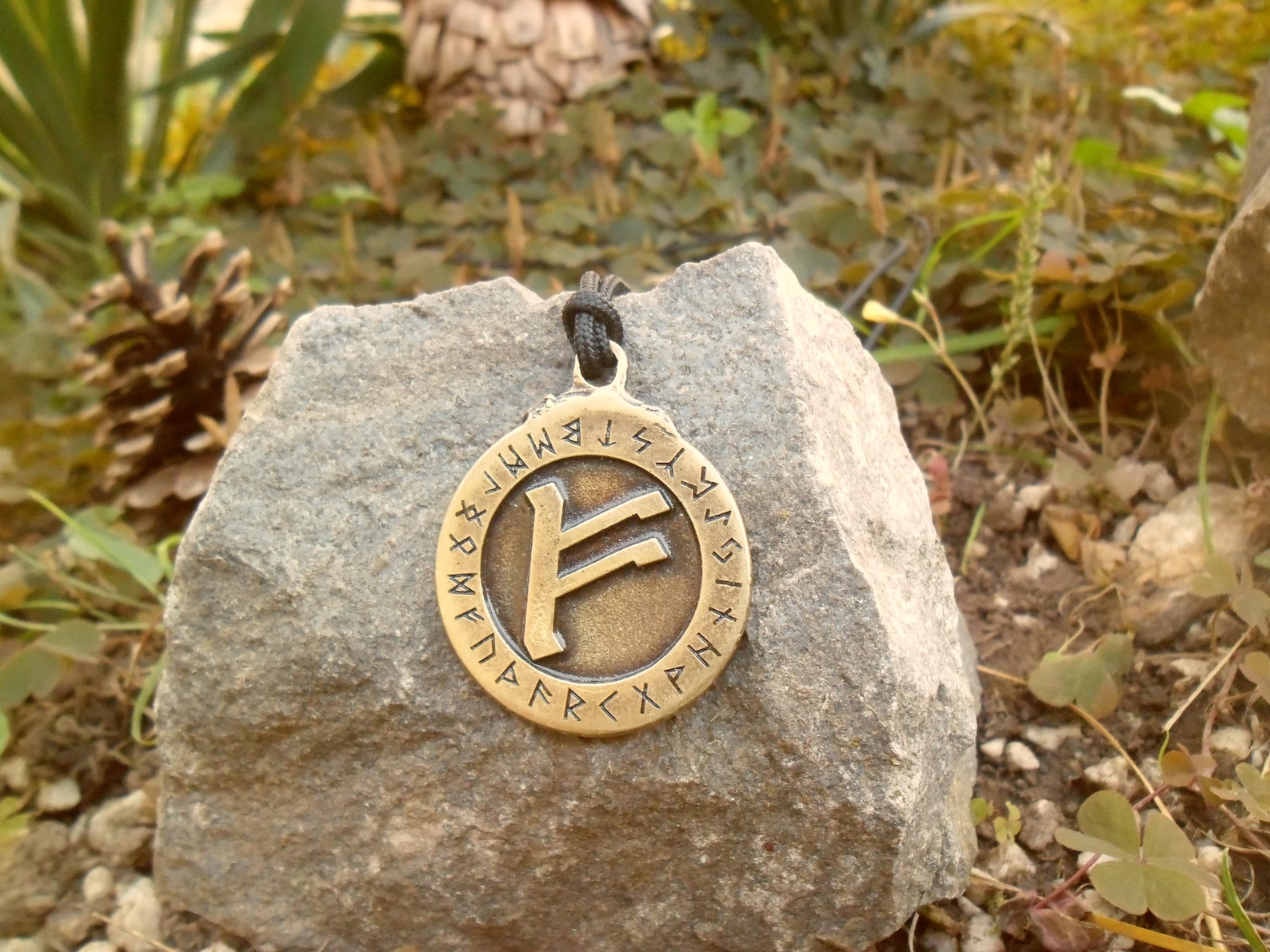 Fehu Viking Rune letter necklaceFehu rune letter | Etsy