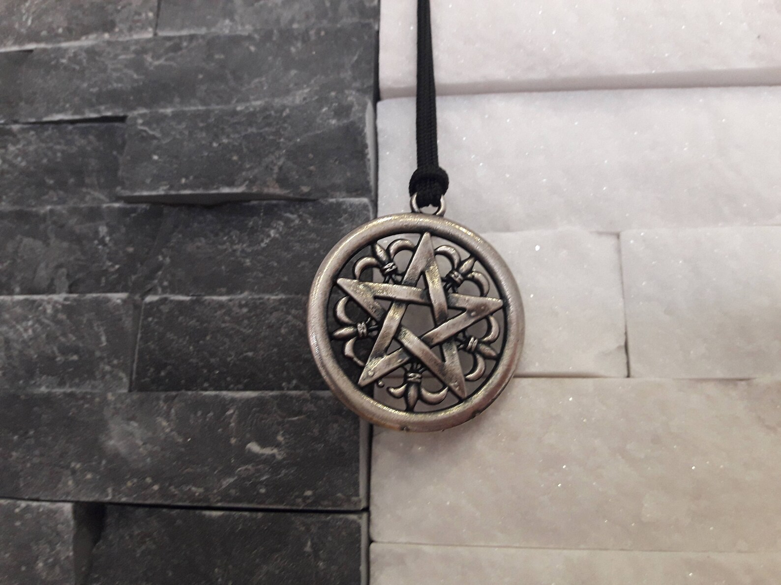 Pentagram Pentalpha or Pentangle With Lily,giglio Necklace and Keychain ...