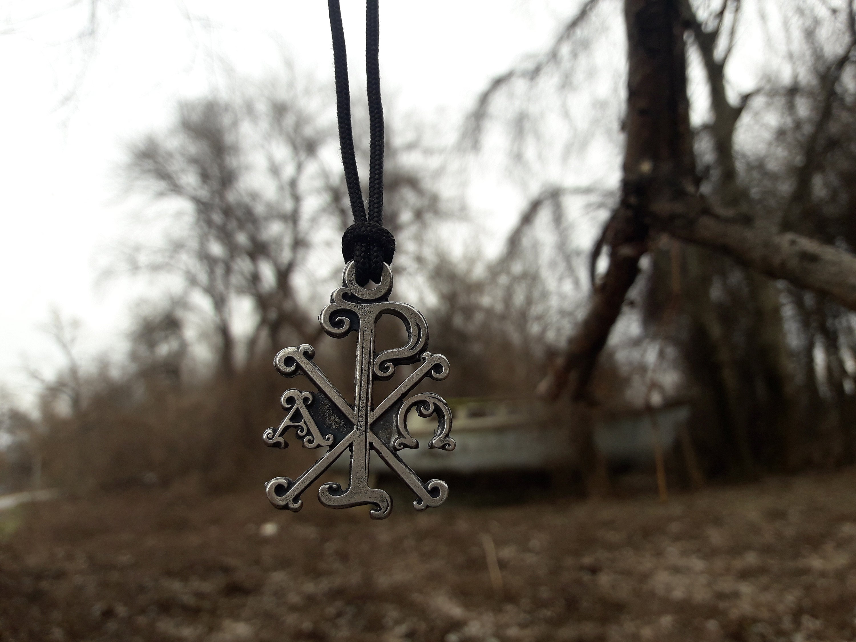 Christogram Jesus Christ monogram necklaceChi Rho Monogram | Etsy