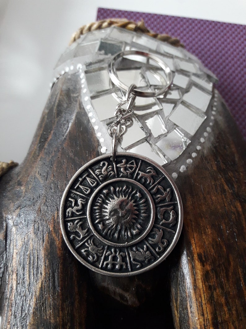 Celestial Zodiac Sun Face Talisman Necklace and Keychain,aztec Zodiac ...