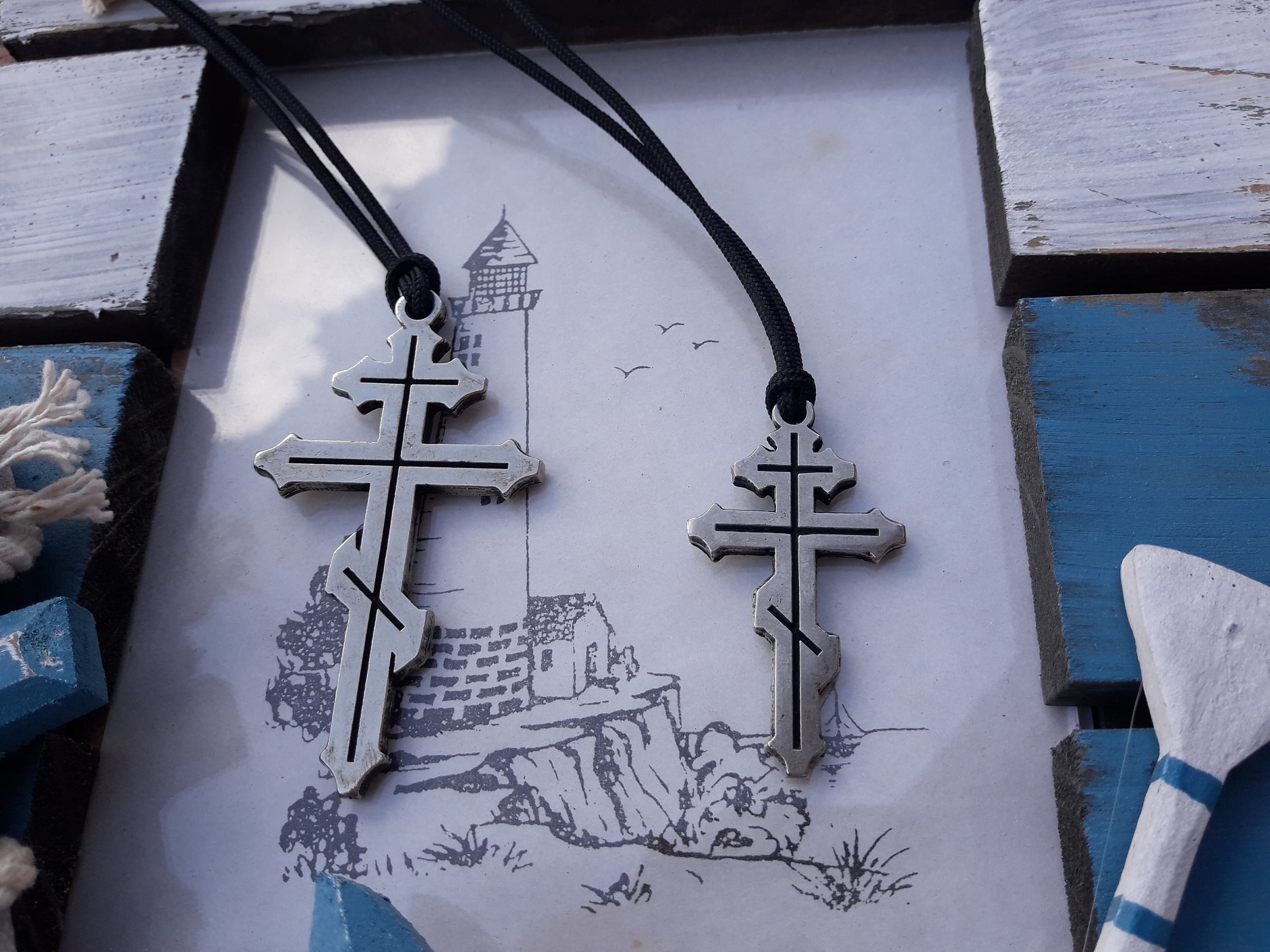 Russian Orthodox Cross Necklace Keychainplain Russian - Etsy