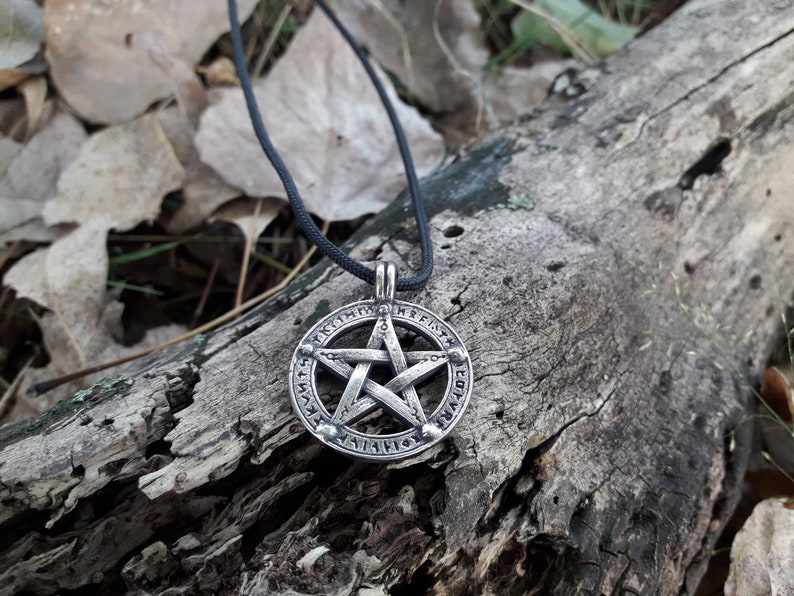 Pentagram Pentacle With Rune Letter Necklace and - Etsy