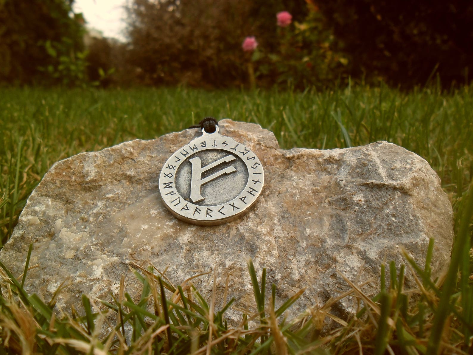 Fehu Viking Rune letter necklaceFehu rune letter | Etsy